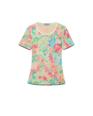 Prada Printed Ribbed Knit T-shirt