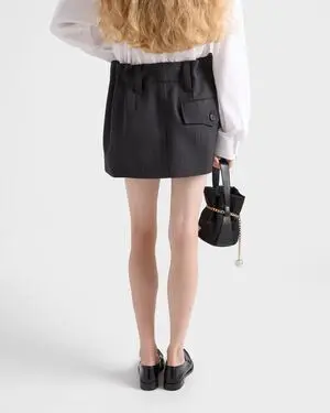 Prada Chevron Wool Mini Skirt - Anthracite Gray