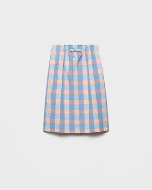 Prada Checked Poplin Midi-skirt - Alabaster Pink