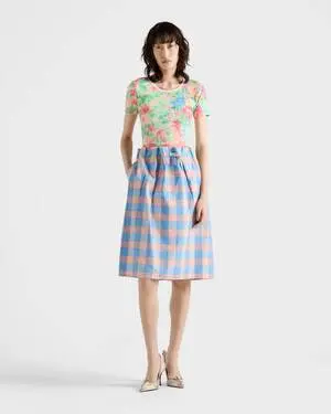 Prada Checked Poplin Midi-skirt - Alabaster Pink