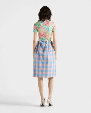 Prada Checked Poplin Midi-skirt - Alabaster Pink