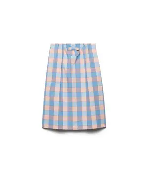 Prada Checked Poplin Midi-skirt - Pink