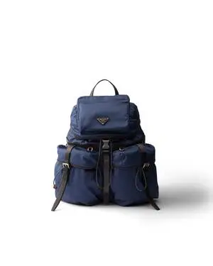 Prada Re-Nylon And Leather Backpack Blue