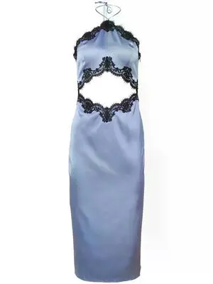FLEUR DU MAL Halterneck Lace Slip Dress