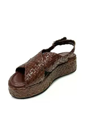 LA ROSE Maui Platform Sandals - Brown