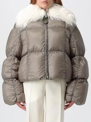 JIL SANDER Puffer Jacket With Fur Collar - Green