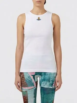 VIVIENNE WESTWOOD Cotton Ribbed Tank Top With Logo - White