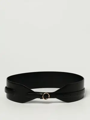 Alaïa Wide Leather Belt With Gold Tone Buckle - Black