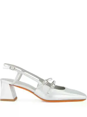 Santoni Metallic Slingback Heels