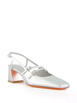 Santoni Metallic Slingback Heels