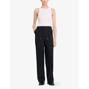 Sandro High-rise Wool-blend Trousers
