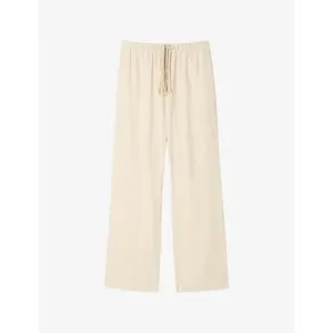Sandro Drawstring-waist Wide-leg Cotton Trousers