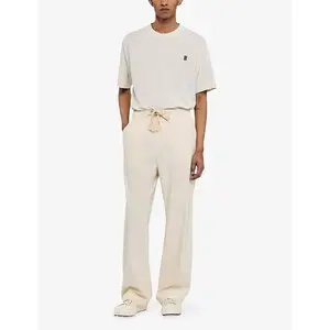 Sandro Drawstring-waist Wide-leg Cotton Trousers