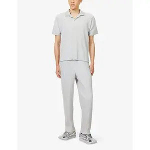 Issey Miyake Basics Pleated Knitted Polo Top - Lt.gray