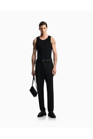 Emporio Armani Technical Jersey Trousers With 3d-effect Micro Texture