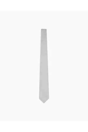 Emporio Armani Textured Pure Silk Neck Tie - Grey