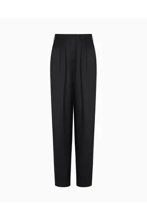 Giorgio Armani Double-sided Silk-satin Pleated Trousers - Black