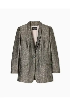 Giorgio Armani Jacquard Silk And Wool Single-breasted Jacket - Black