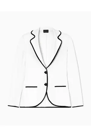 Giorgio Armani Single-breasted Silk Jersey Jacket - White