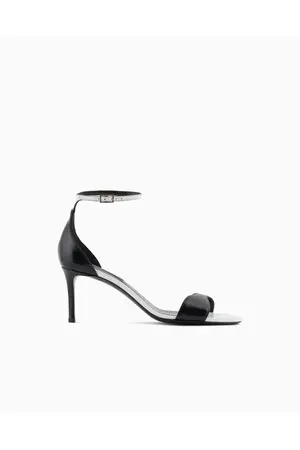 Giorgio Armani Two-tone Brushed Leather Heeled Sandals - Red