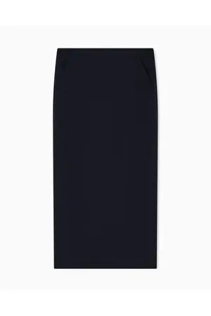 Giorgio Armani Stretch Wool Crêpe Midi Skirt - Black