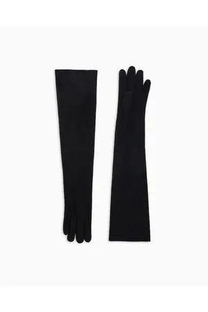 Giorgio Armani Long Suede Gloves - Black