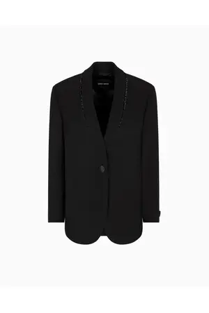 Giorgio Armani Silk Single-breasted Jacket With Rhinestone Embroidery
