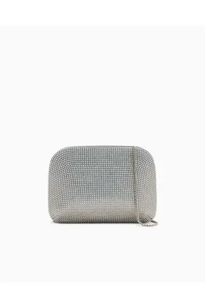 Giorgio Armani La Prima Satin Clutch With Opal Rhinestone Pav - Gold