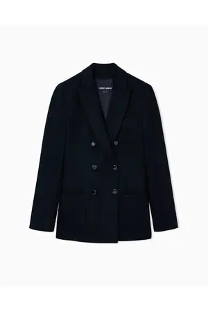 Giorgio Armani Virgin Wool And Cashmere Double-breasted Jacket - Black