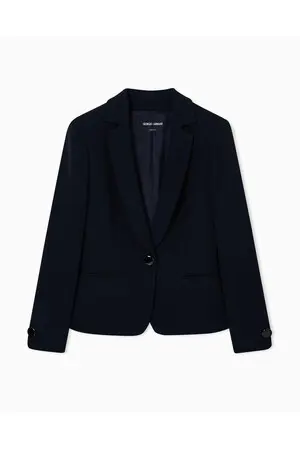 Giorgio Armani Single-breasted Silk-cady Jacket - Black