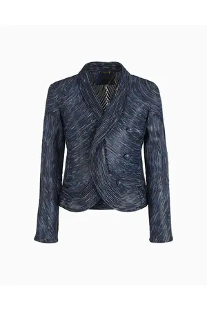 Giorgio Armani Embroidered Nappa Leather Jacket - Blue