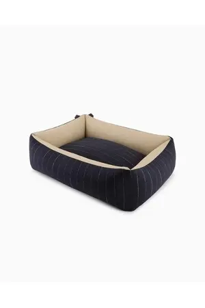 Giorgio Armani Poldo X Dog Bed In Pinstriped Virgin Wool - Blue