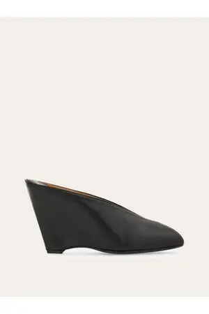 FERRAGAMO Peep Toe Mule - Black