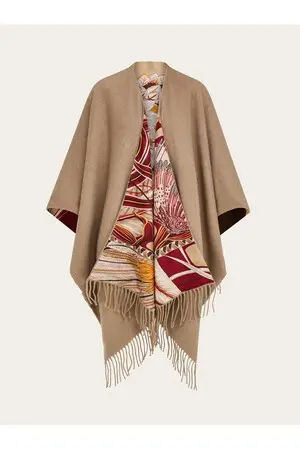FERRAGAMO Cashmere And Silk Reversible Cape - Beige