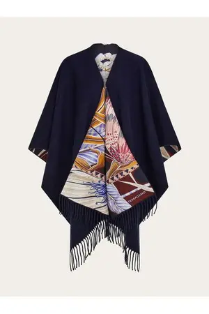 FERRAGAMO Cashmere And Silk Reversible Cape - Navy