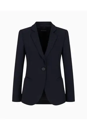 Emporio Armani Barathea-wool Single-breasted Jacket - Blue / Navy