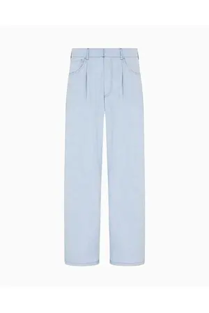 Giorgio Armani Single-pleat Silk Canvas Trousers - Blue