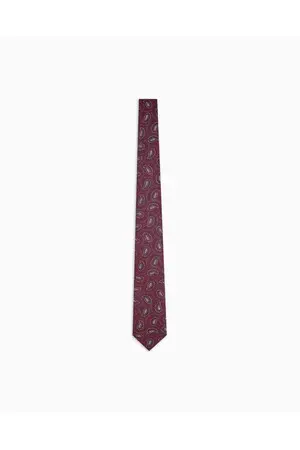 Giorgio Armani Paisley Jacquard Silk Neck Tie - Red