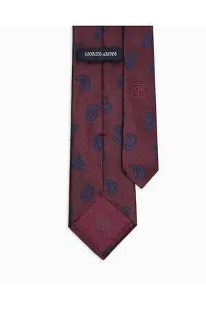 Giorgio Armani Jacquard Silk Neck Tie - Red
