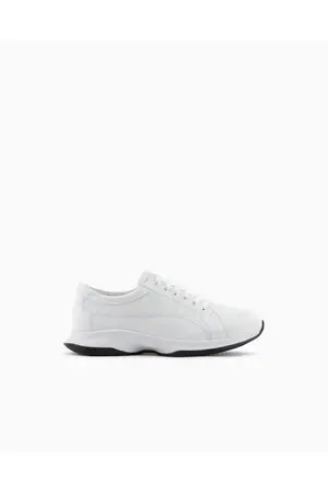 Giorgio Armani Deerskin And Leather Sneakers - White