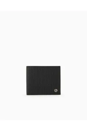 Giorgio Armani Bifold Wallet In Embossed Leather - Black