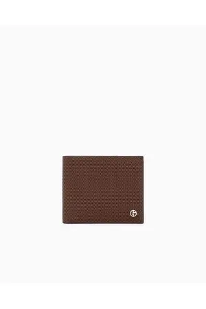 Giorgio Armani Bifold Wallet In Embossed Leather - Brown