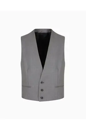 Giorgio Armani Single-breasted Virgin Wool And Cashmere Waistcoat - Natural