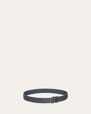 Giorgio Armani Geometric Engraved Leather Belt