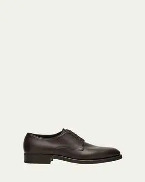 Giorgio Armani Grained Calf Leather Derby Shoes - Ebony