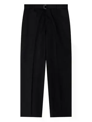 Emporio Armani Belted Flat-front Trousers - Black