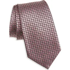 Zegna Geometric Silk Jacquard Tie - Pink