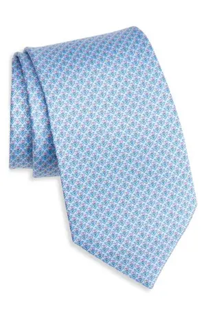 Zegna Floral Mulberry Silk Tie - Light Blue