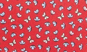 Zegna Butterfly Print Silk Neck Tie - Red