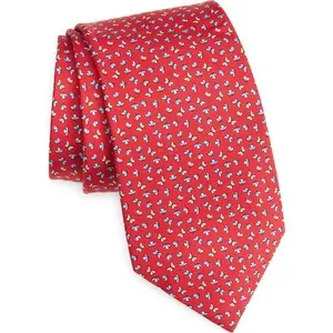 Zegna Butterfly Print Silk Neck Tie - Red